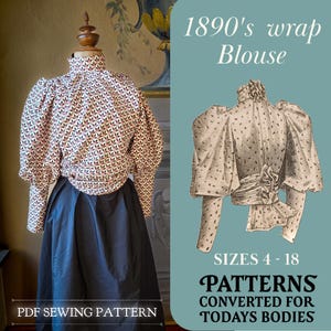 Victorian Wrap Blouse Sewing Pattern Pdf: Sizes Xxs-xxl (eu 32-44, Us 0 ...