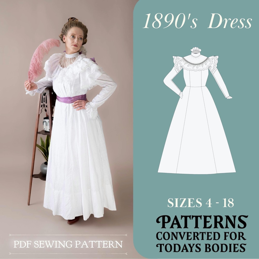 Victorian Dress Sewing Pattern | Late Victorian Era Dress | Sizes Xs ...