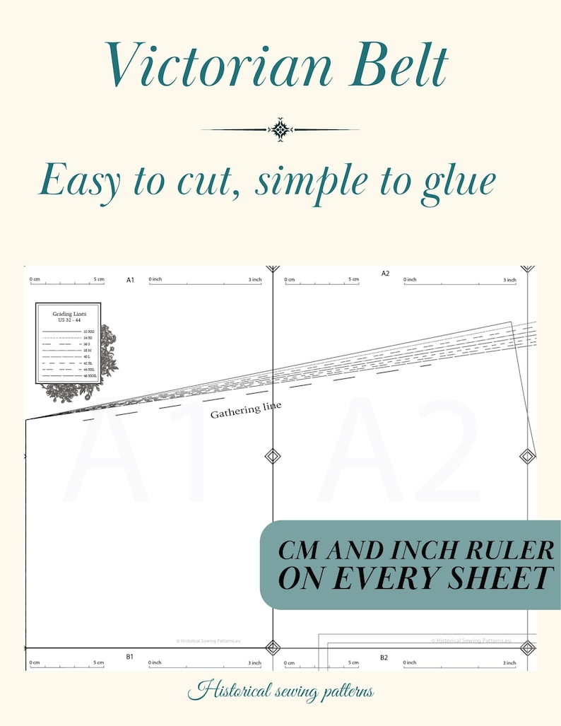 Victorian Belt Pattern PDF - 1880s-1900s Gathered Waist Belt, Printable ...