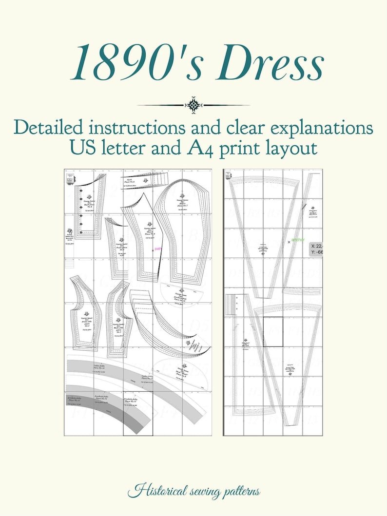 Victorian Dress Sewing Pattern | Late Victorian Era Dress | Sizes Xs ...