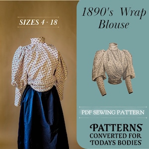Victorian Wrap Blouse Sewing Pattern Pdf: Sizes Xxs-xxl (eu 32-44, Us 0 ...