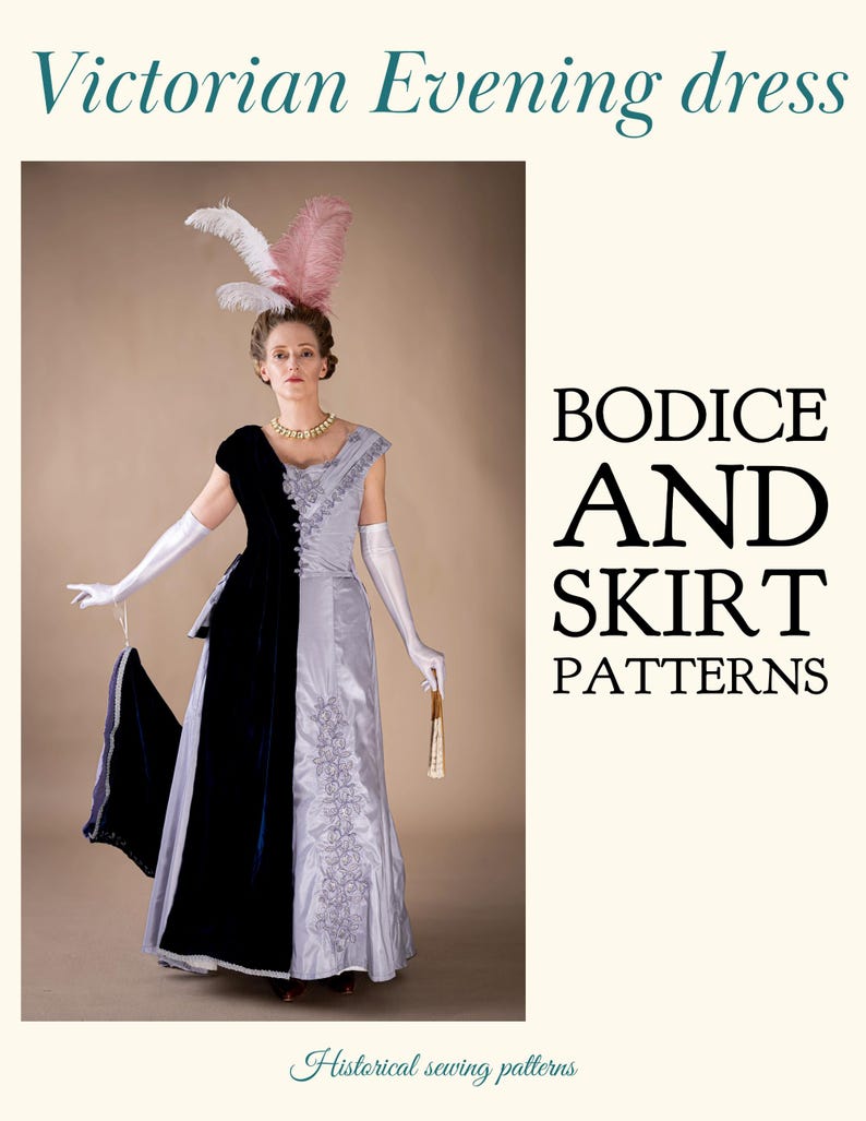 Victorian Evening Dress Sewing Pattern | Late Victorian Era Dress ...
