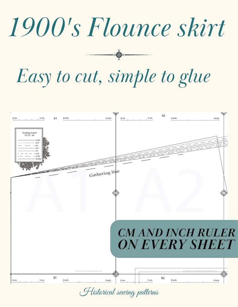 Victorian Flounce Skirt Pattern: Print at Home PDF | A4 and US Letter ...