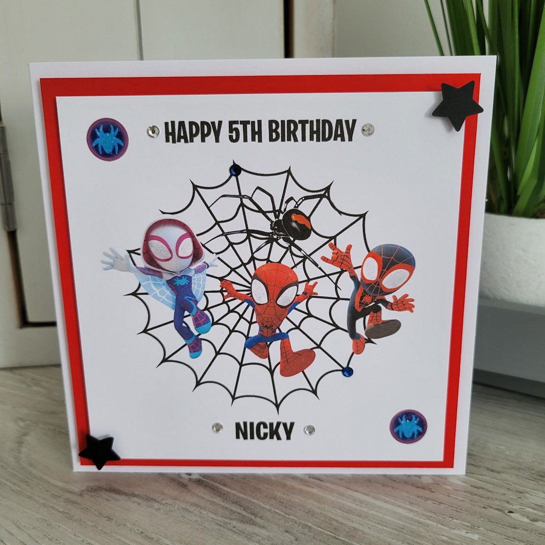 SPIDEY GHOST SPIDER Birthday Card - Personalised Handmade Childrens ...
