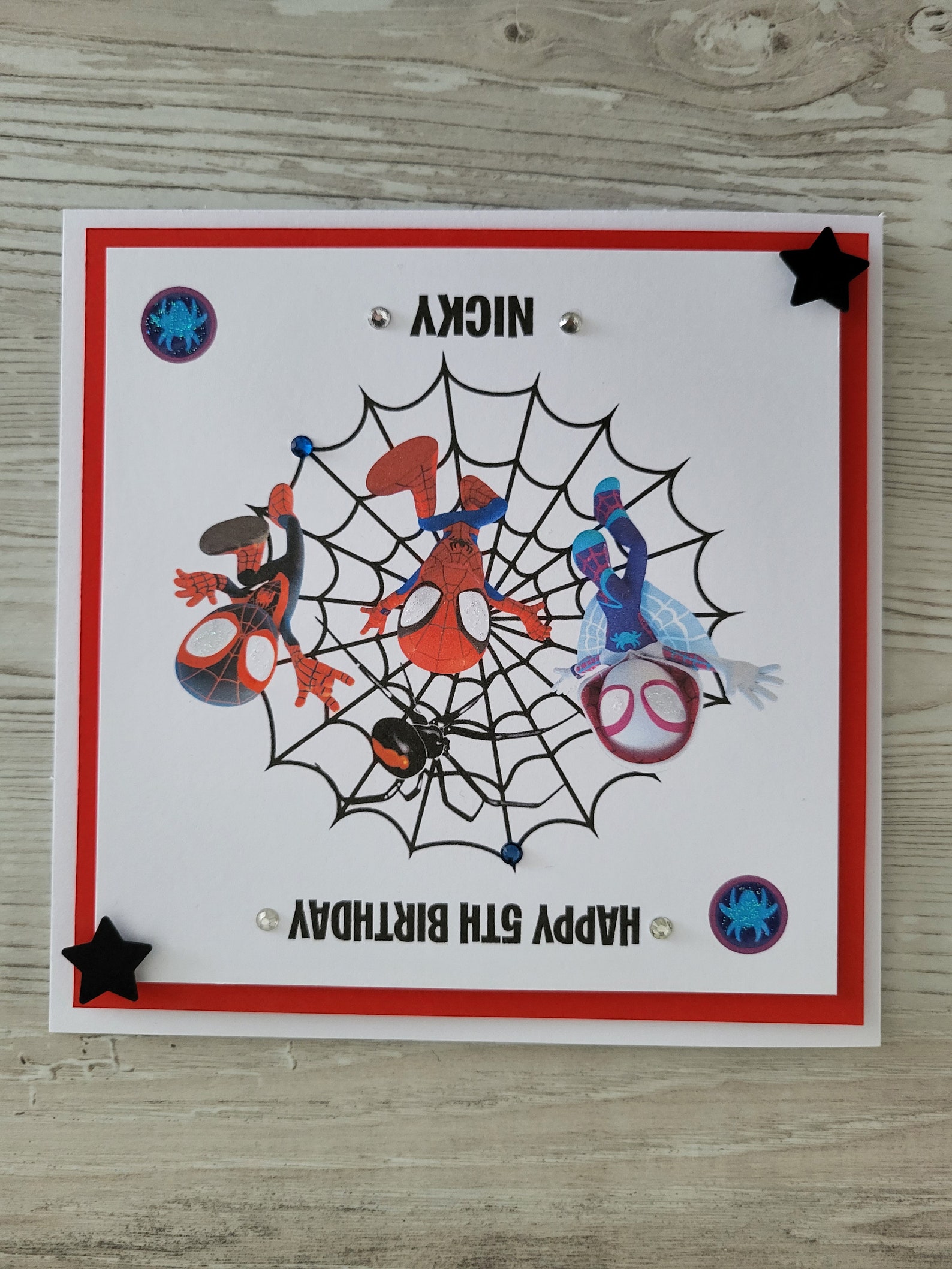 SPIDEY GHOST SPIDER Birthday Card - Personalised Handmade Childrens ...