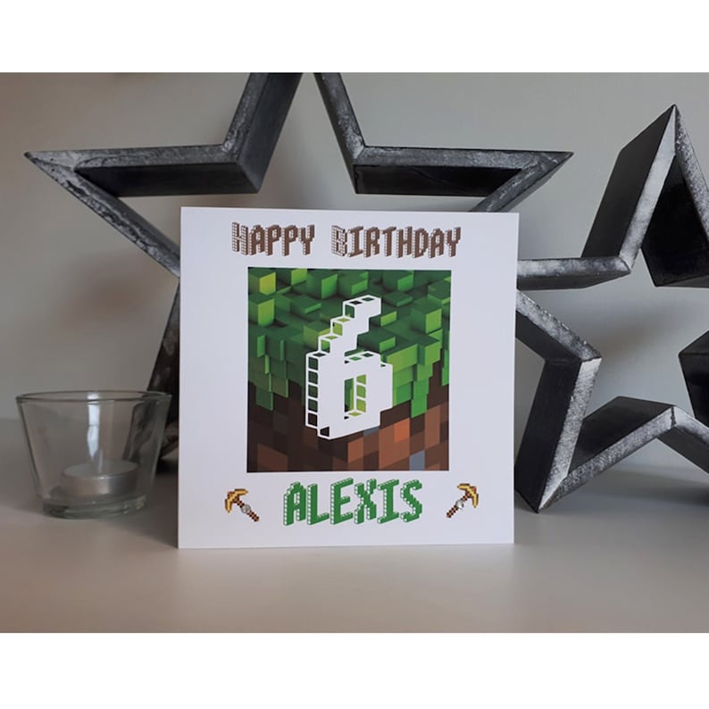 Personalised MINECRAFT BIRTHDAY CARD - Handmade Children's Happy ...