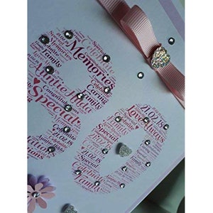 Personalised Handmade AGE BIRTHDAY CARD - Word Art, Number, Female ...