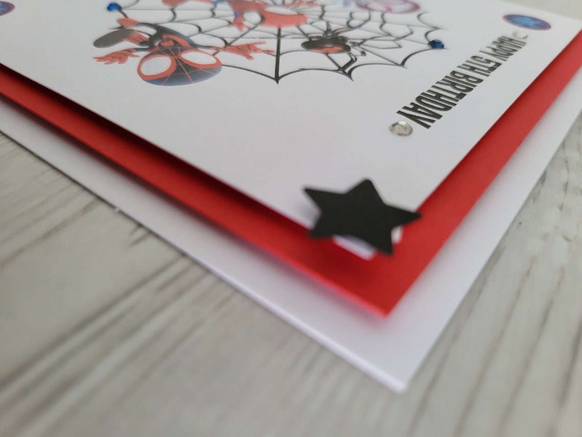 SPIDEY GHOST SPIDER Birthday Card - Personalised Handmade Childrens ...