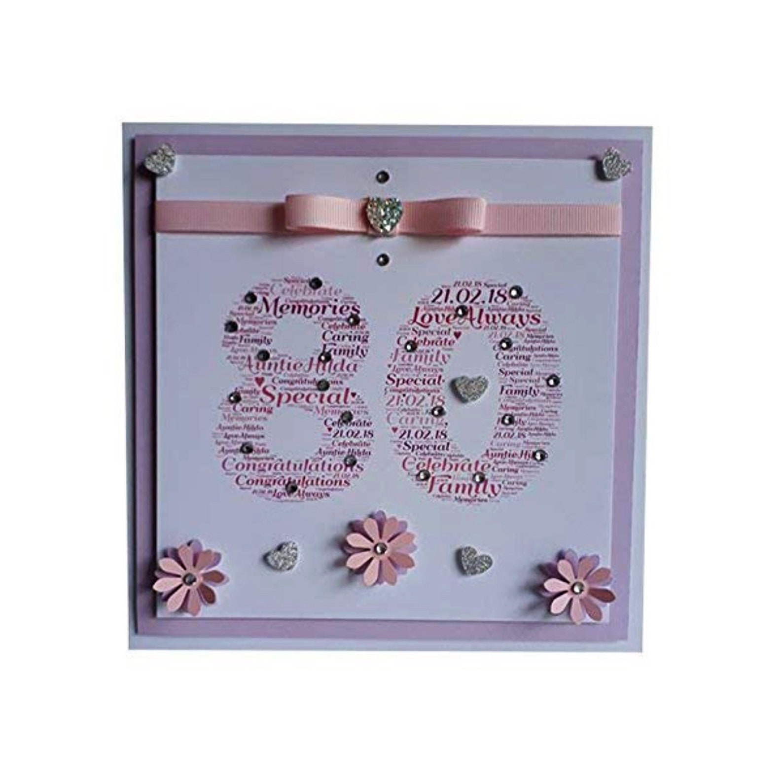 Personalised Handmade AGE BIRTHDAY CARD - Word Art, Number, Female ...