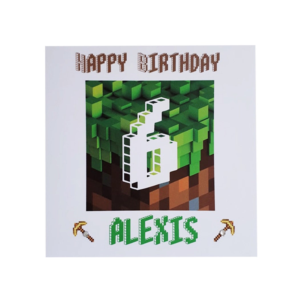 Personalised MINECRAFT BIRTHDAY CARD - Handmade Children's Happy ...