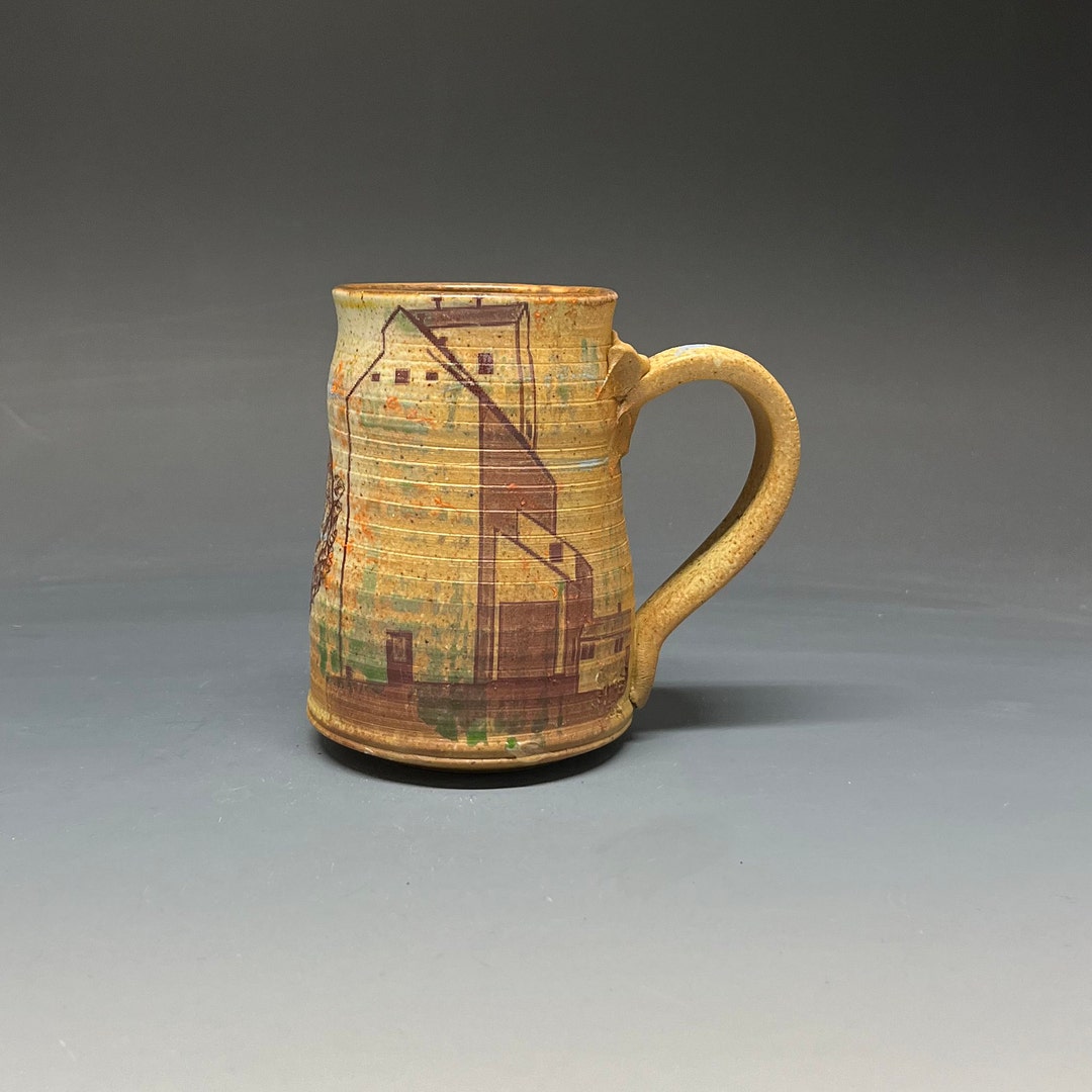 Wheel Thrown Wood Fired Salt Glazed Cup With Decal Collage Images - Etsy