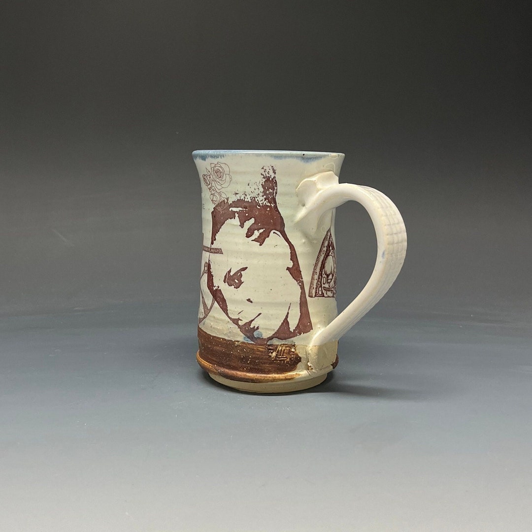 Wheel Thrown Wood Fired Salt Glazed Cup With Decal Collage Images - Etsy