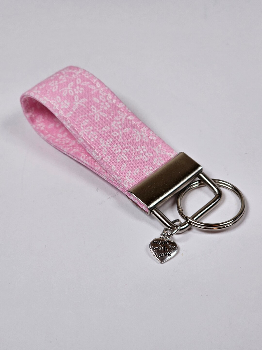 Fabric Keyrings, Handmade Keychains, Pink Colour Small Floral Keyrings ...