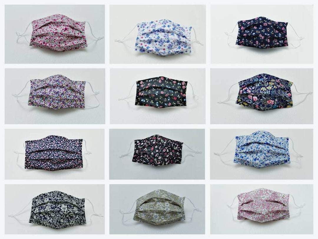 Floral Fabric Face Masks, Adjustable and Reusable Cotton Face Masks for ...