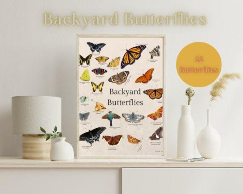 Backyard Butterflies Poster 8X10 – Colorful Butterfly Identification ...