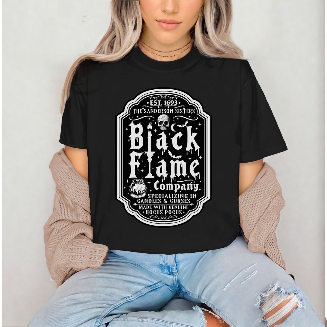 Black Flame Company Tee | Genuine Hocus Pocus | Flame Candle | Curses | Sanderson Sisters ...