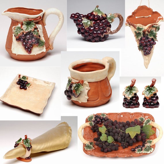 Plates Grape Plate Handmade Terra Cotta Pottery Dining & Serving etna ...