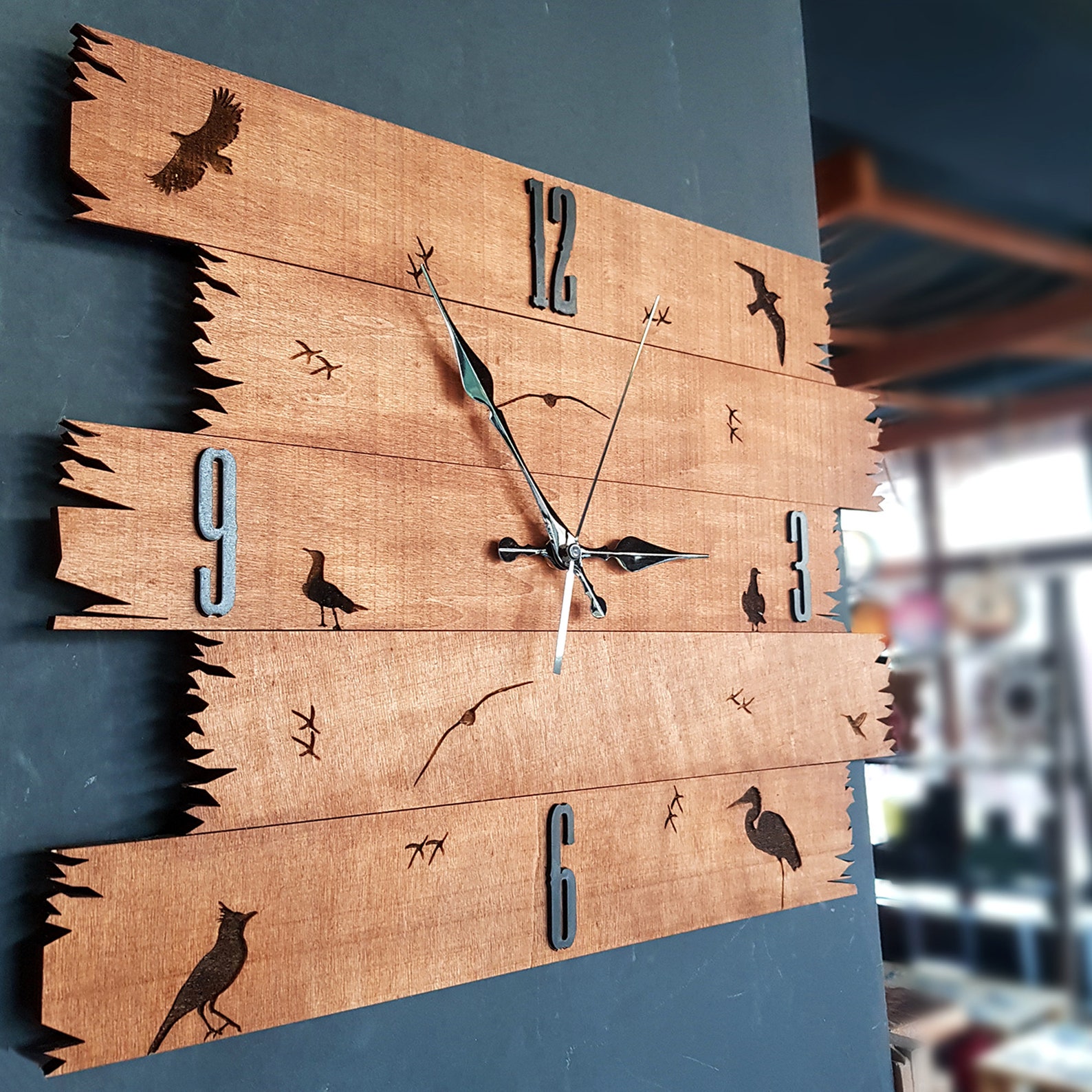 Birds Wall Clock Vintage Wooden Clock Home - Etsy