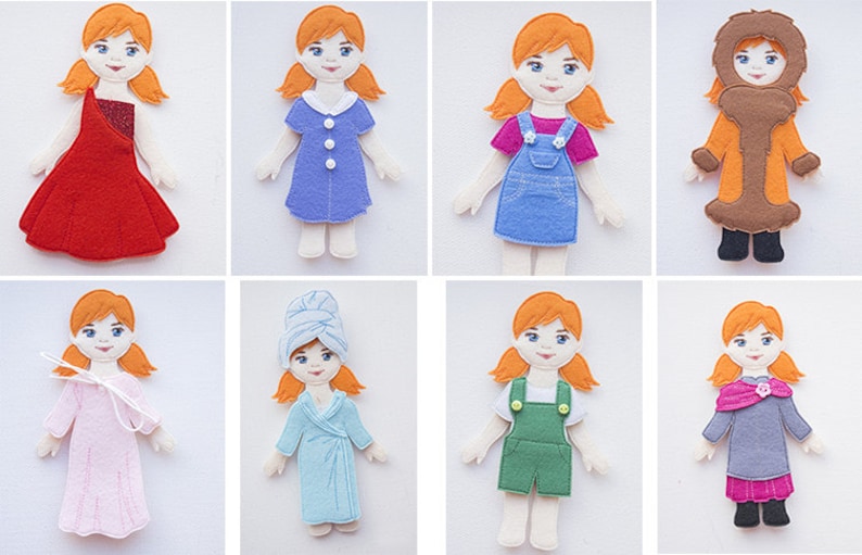 Dollhouse Pattern PDF Flat Doll pattern and outfit set | Etsy