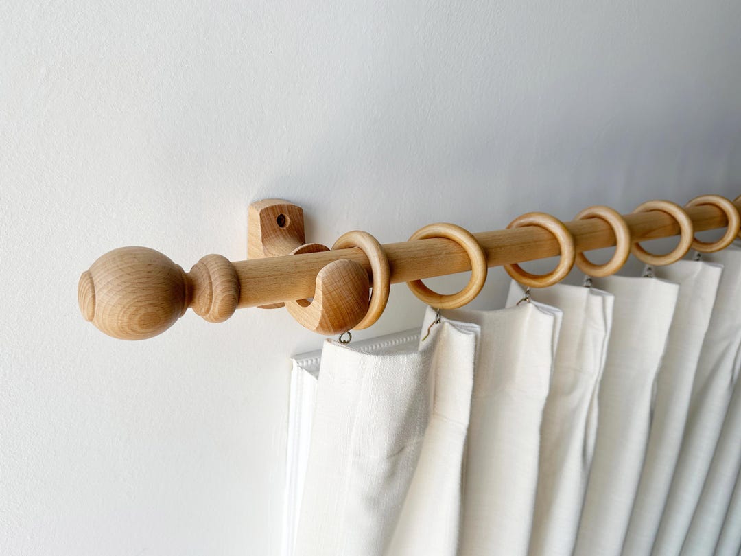 Wooden Curtain Rod,natural Wooden Curtain Pole,custom Wooden Curtain ...