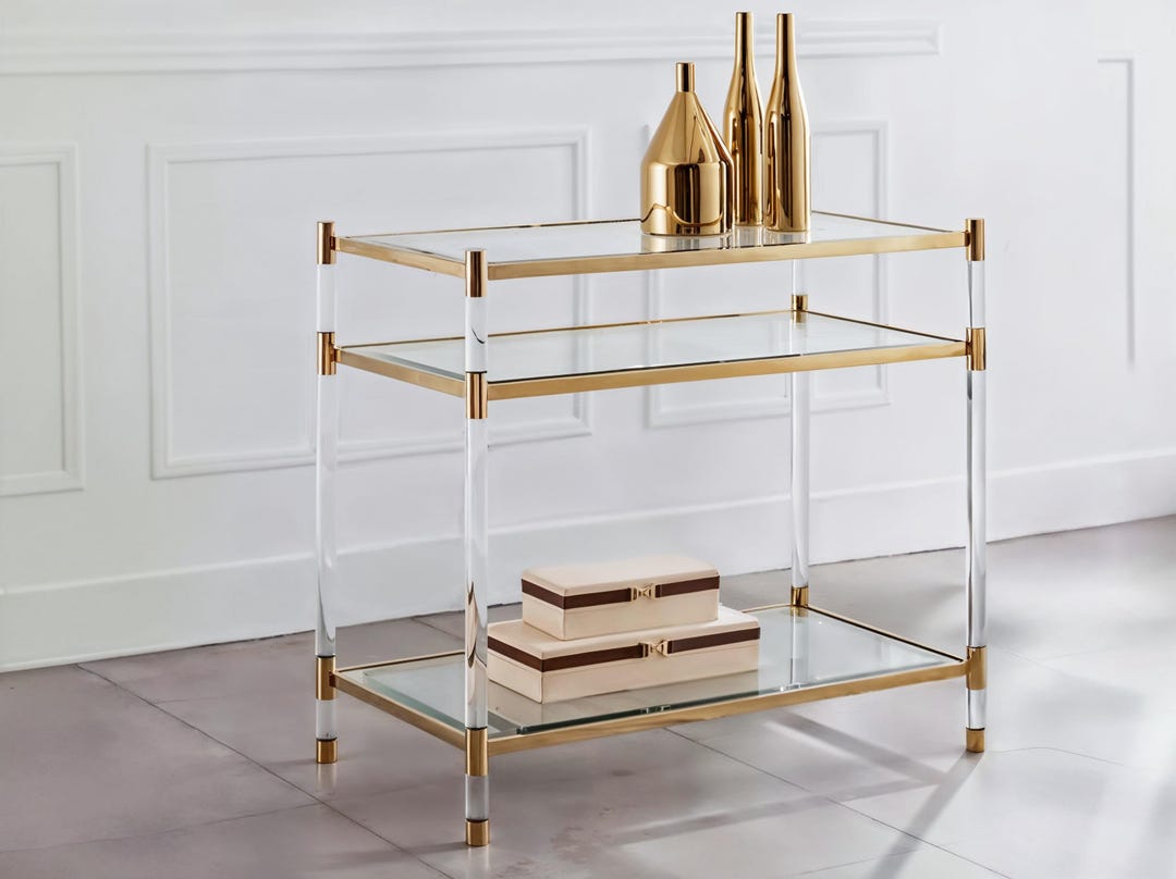 Acrylic Clear Shelf, Metal Floor Standing Decorative Shelf, Sofa Side ...