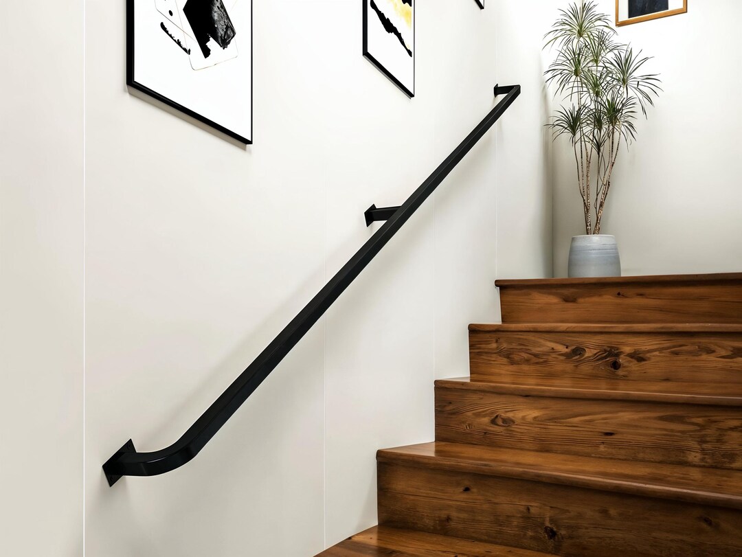 Black Metal Stair Handrails, Square Stair Handrails, Wall Handrails ...