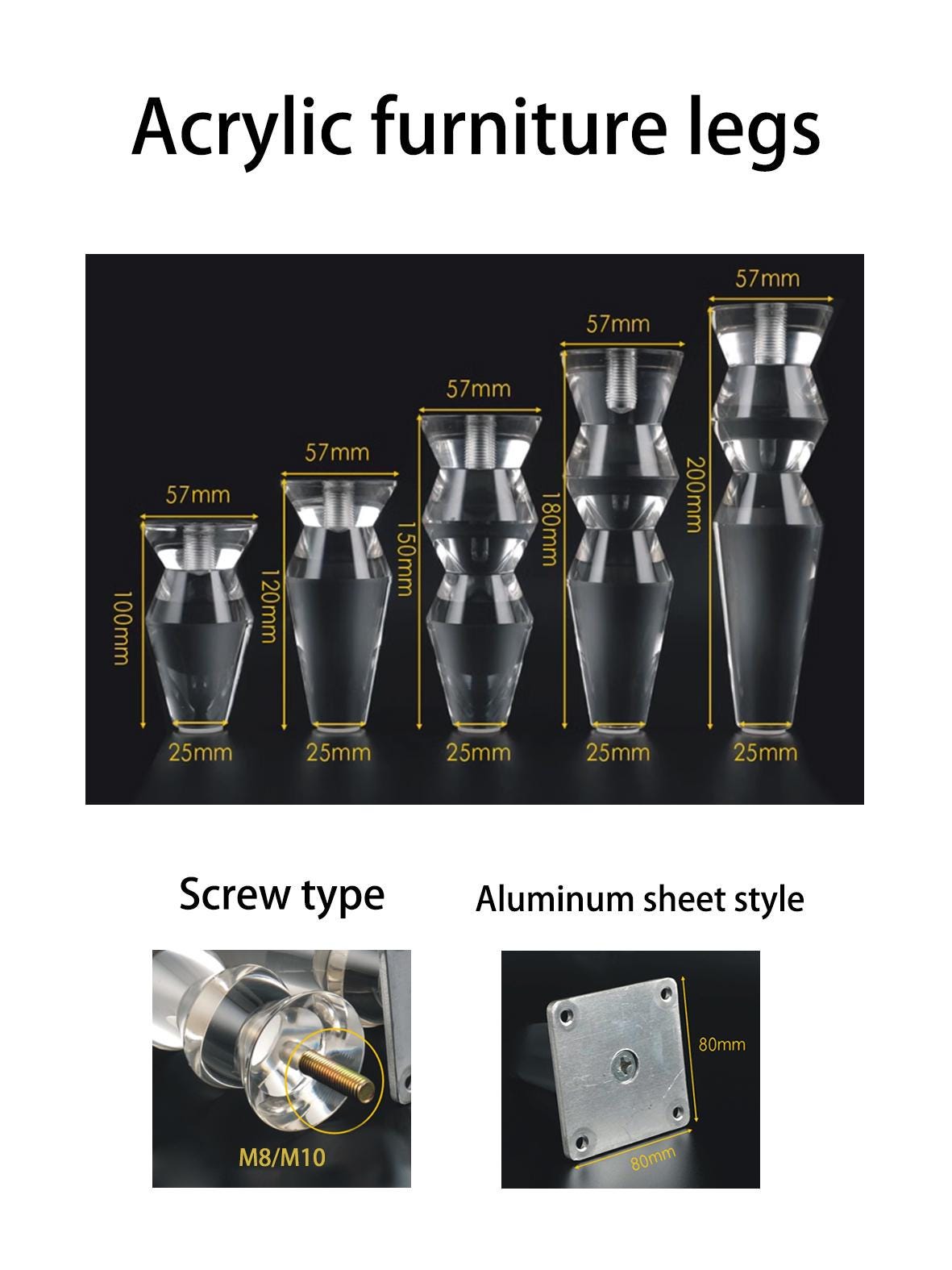 European Style Acrylic Furniture Feet, High Quality Clear Acrylic ...
