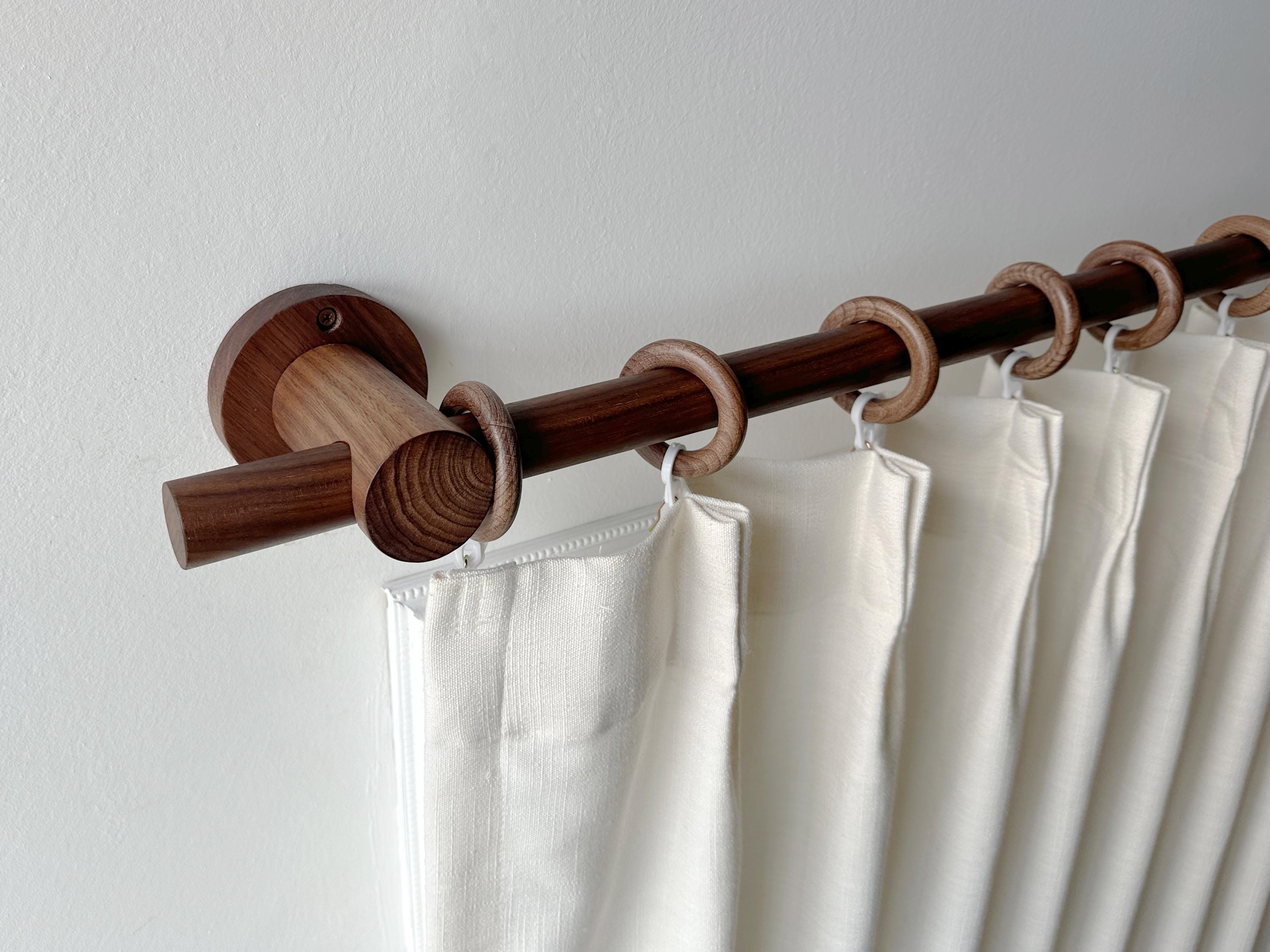 Brown Wooden Curtain Rods,custom Wooden Curtain Rods,round Brackets ...
