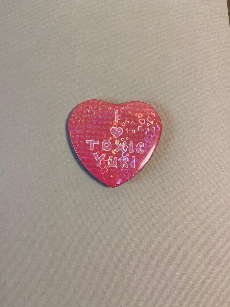 Toxic Yuri Lover Heart Shaped Holographic Button Badge - Etsy
