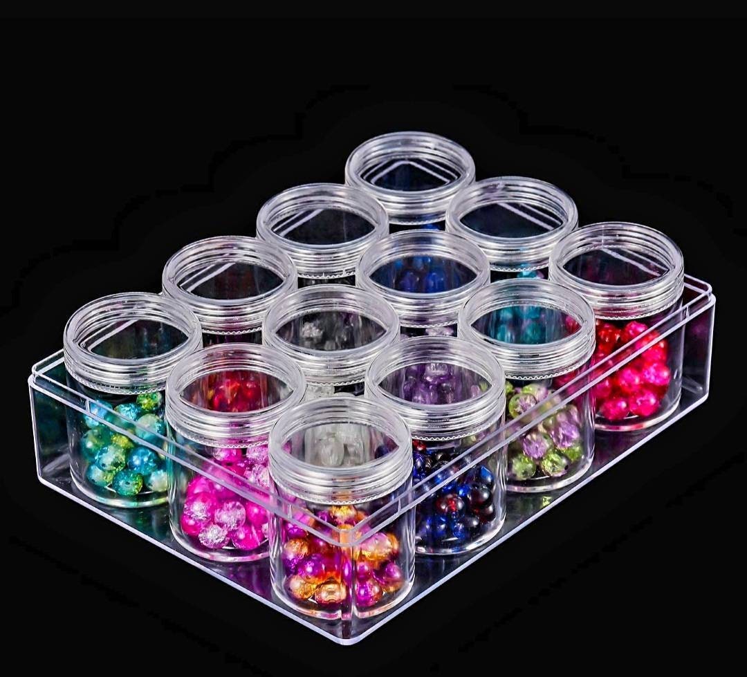 Clear Bead Organizer Bead Storage Containers Set With 12 Boxes, 1.9 X 1 ...