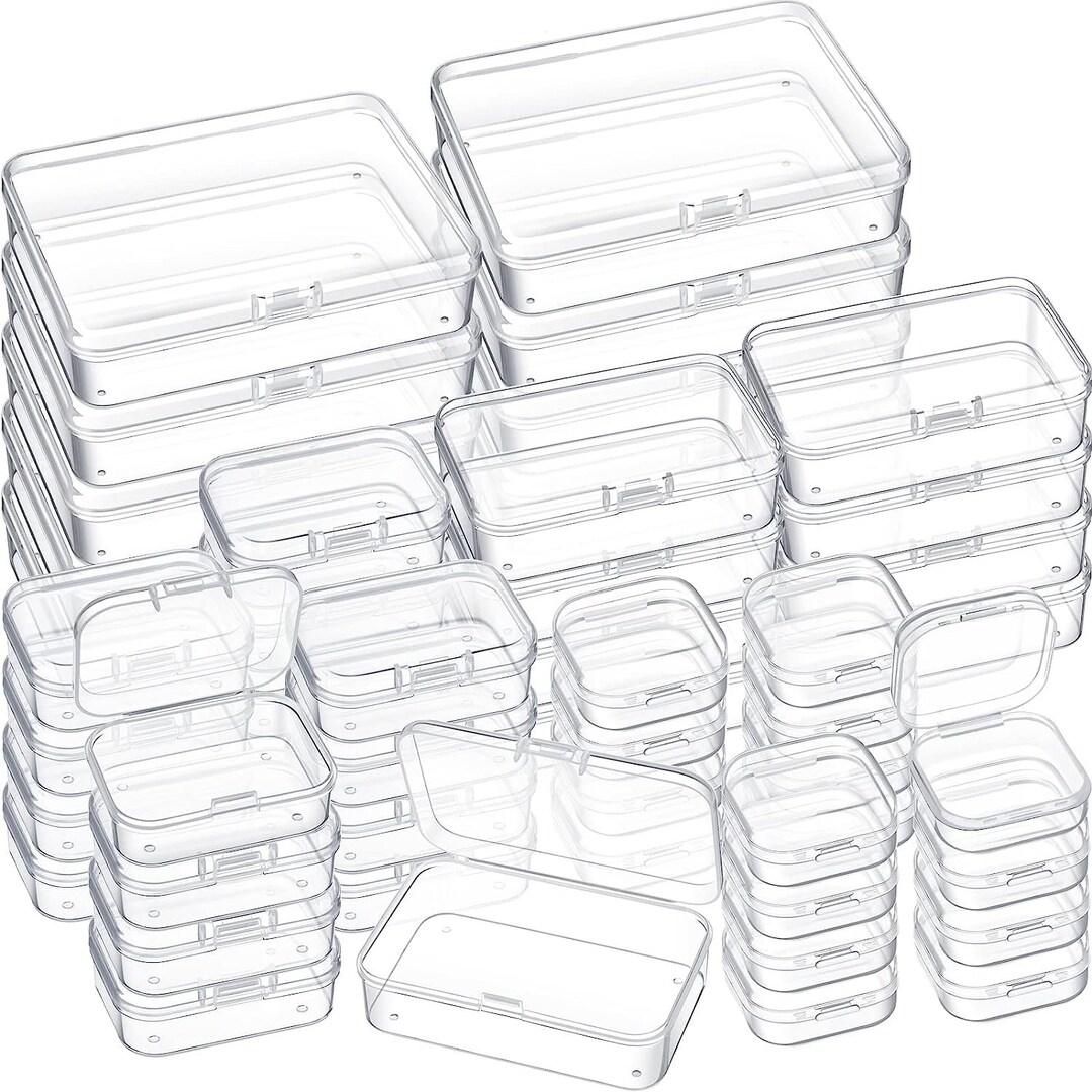 76 Pcs Mixed Sizes Storage Containers Box With Hinged Lid Clear Mini ...