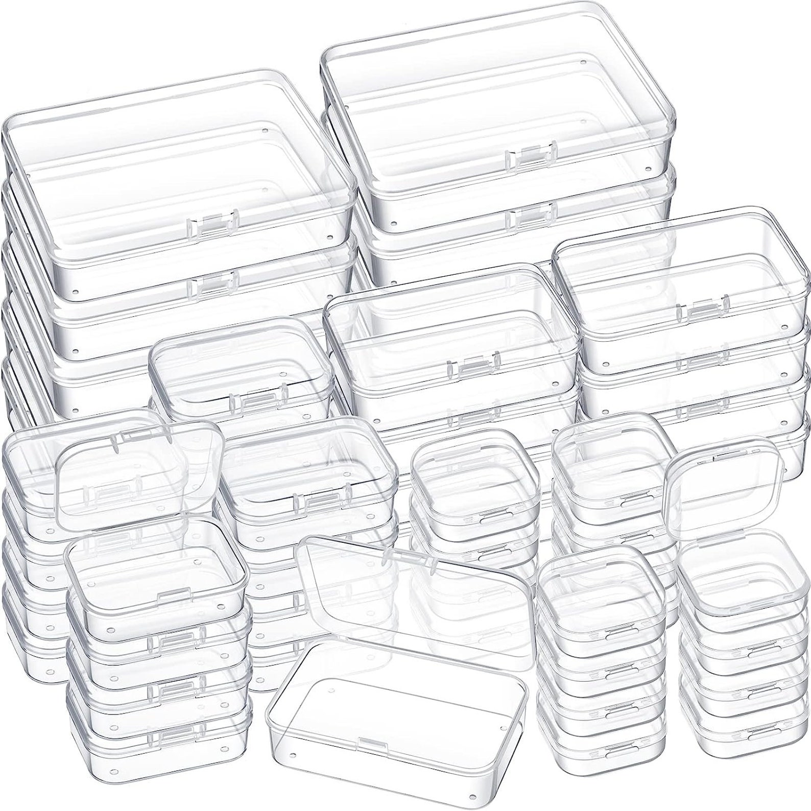 76 Pcs Mixed Sizes Storage Containers Box With Hinged Lid Clear Mini ...