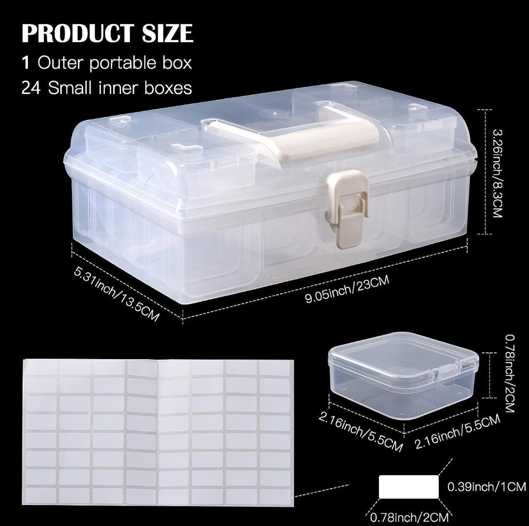 24 Pieces Plastic Storage Organizers Portable Art Storage Case ...