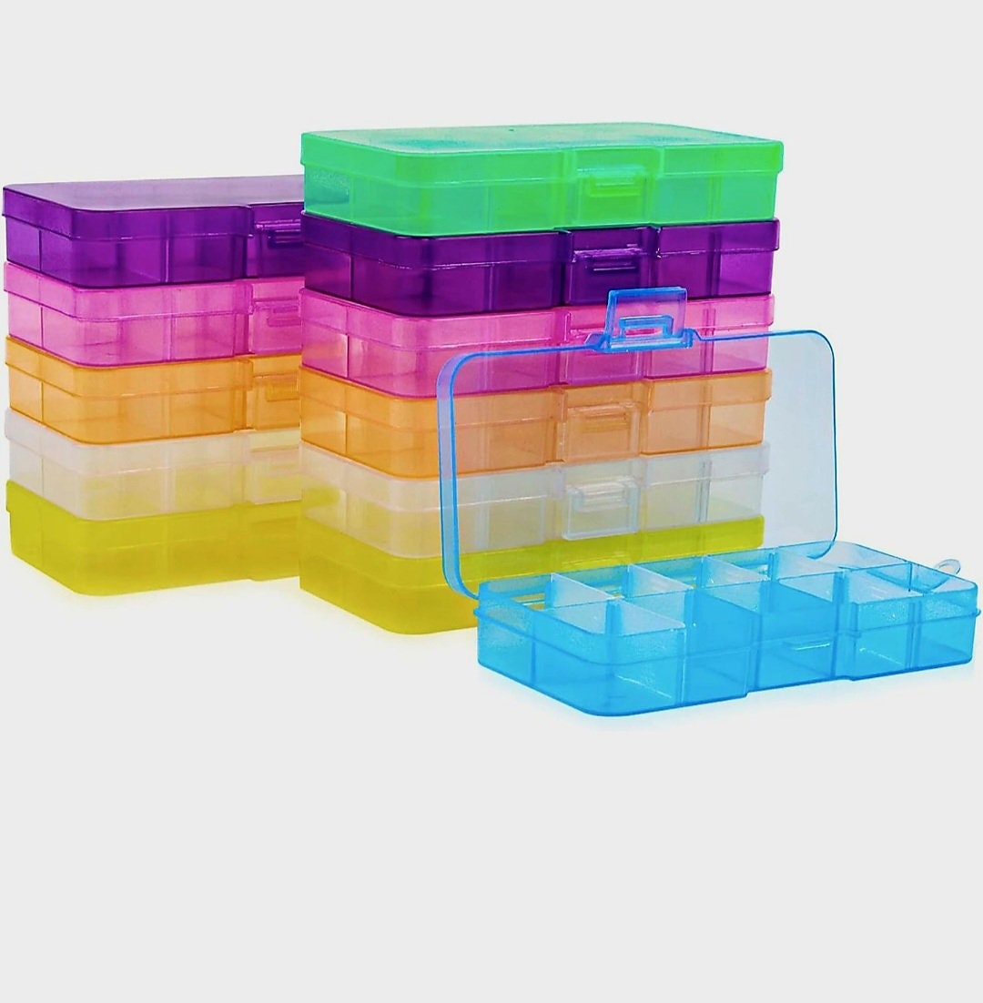 12 Pack 10 Grids Small Plastic Storage Box Case Container Snackle Box ...