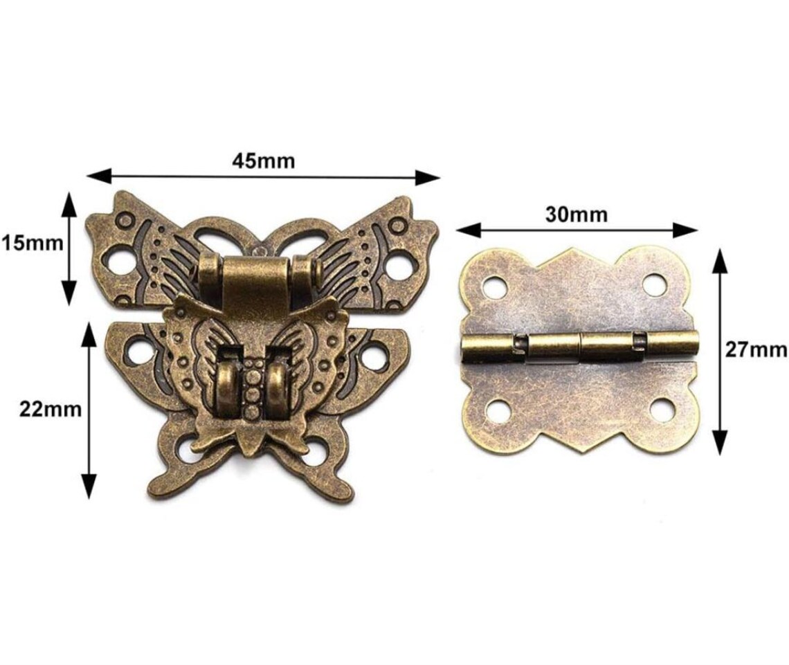 Mini Bronze Antique Padlock Hasp Latch Box Corner Protectors Retro ...