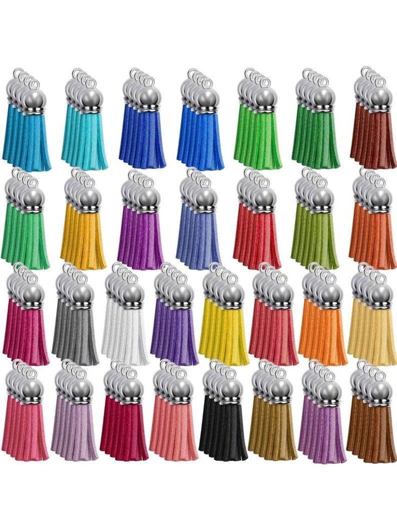 120pcs Leather Keychain Tassels Bulk for Crafts, Keychains Supplies ...