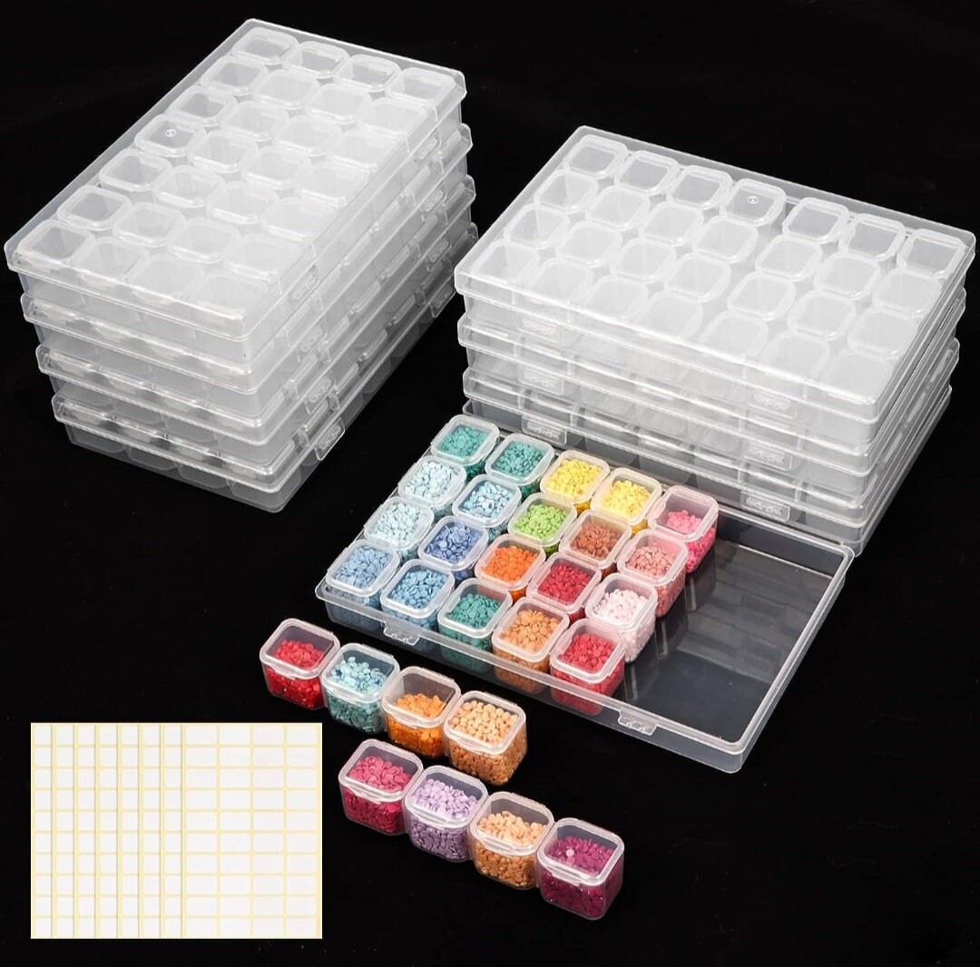 28 Grids Clear Diamond Painting Accessories and Tools Boxes Bead ...