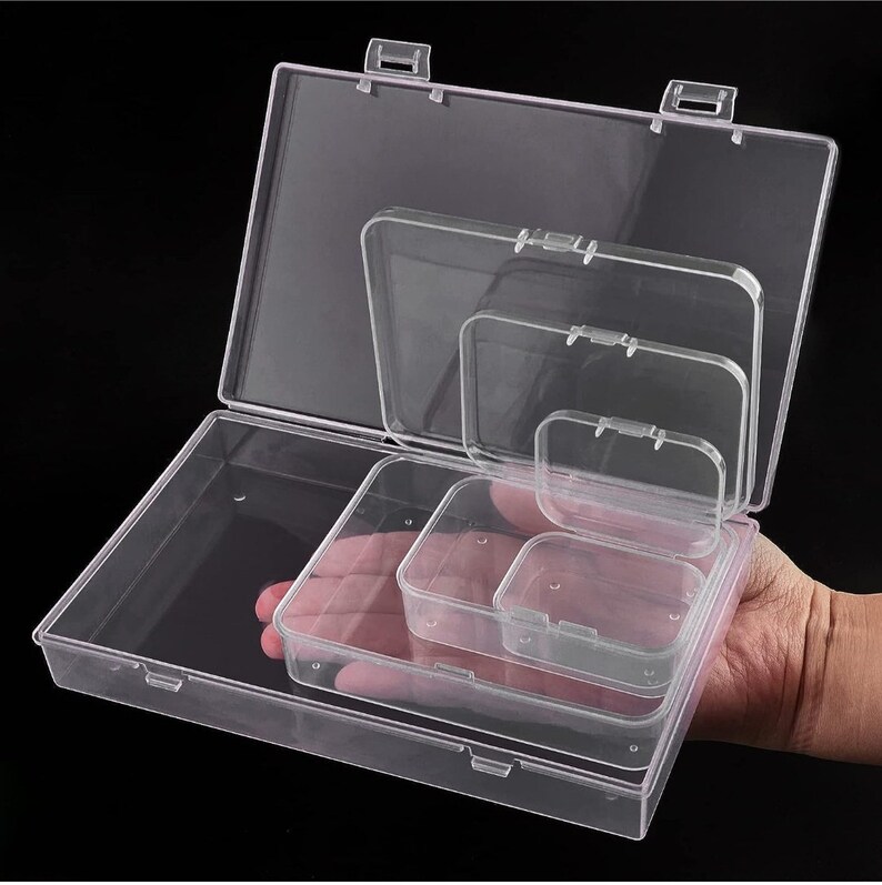 24pcs Mixed Sizes Storage Containers Box With Hinged Lid Clear Mini ...