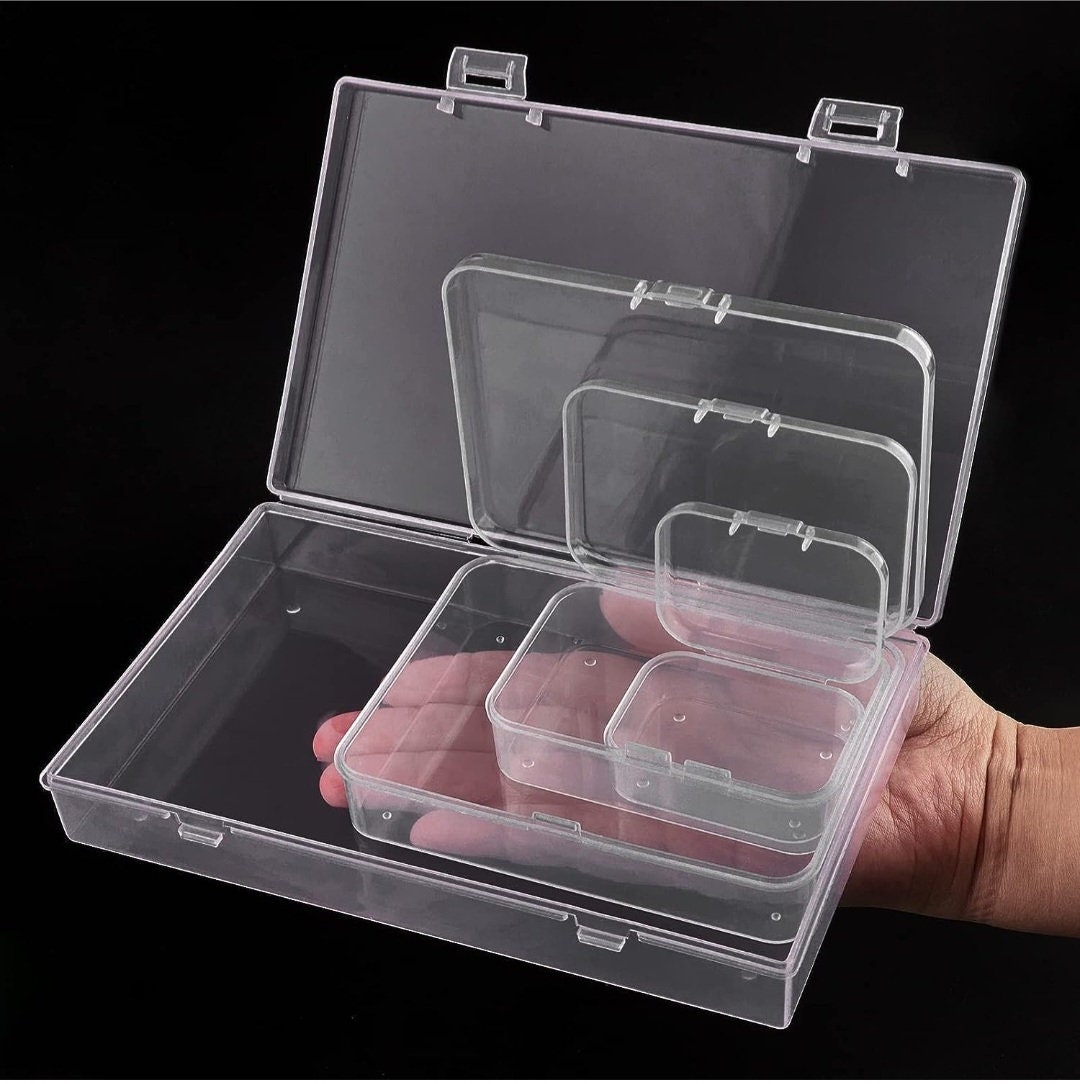 24pcs Mixed Sizes Storage Containers Box With Hinged Lid Clear Mini ...