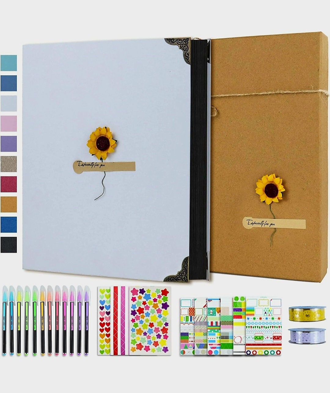 Scrapbook Photo Album Kit With Pens Tapes and Stickers 60 Pages ...