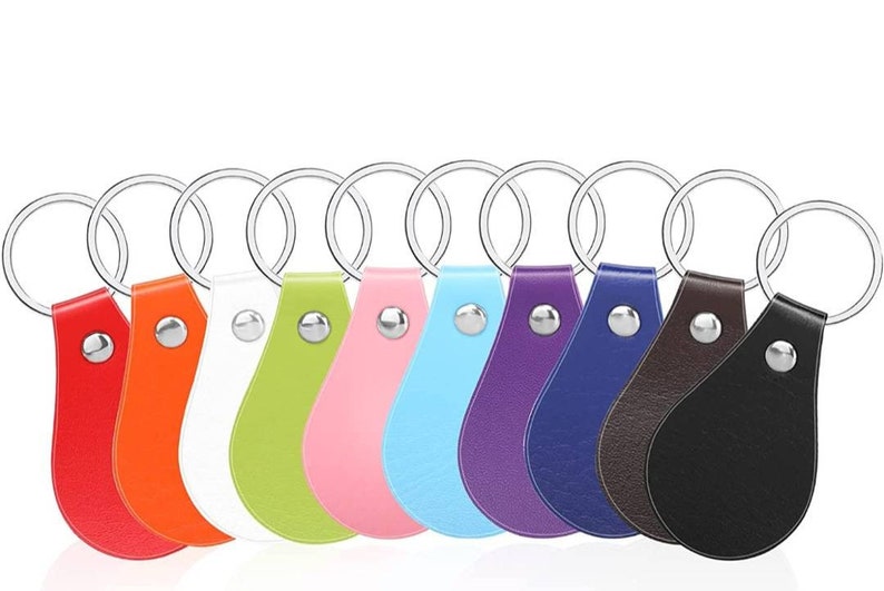20 Pack Leather Key Fob Kit PU Leather Keychain Blanks With Key Rings ...