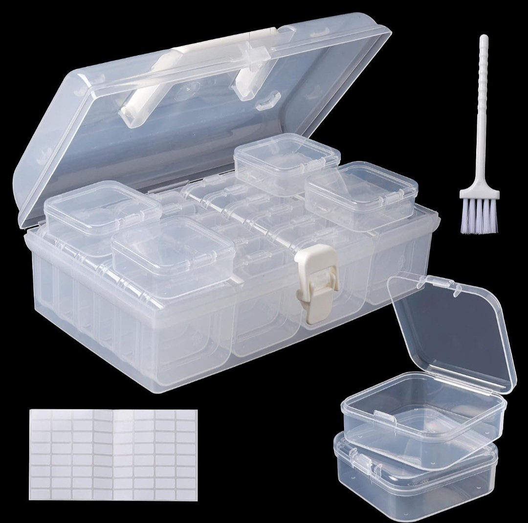 24 Pieces Plastic Storage Organizers Portable Art Storage Case ...