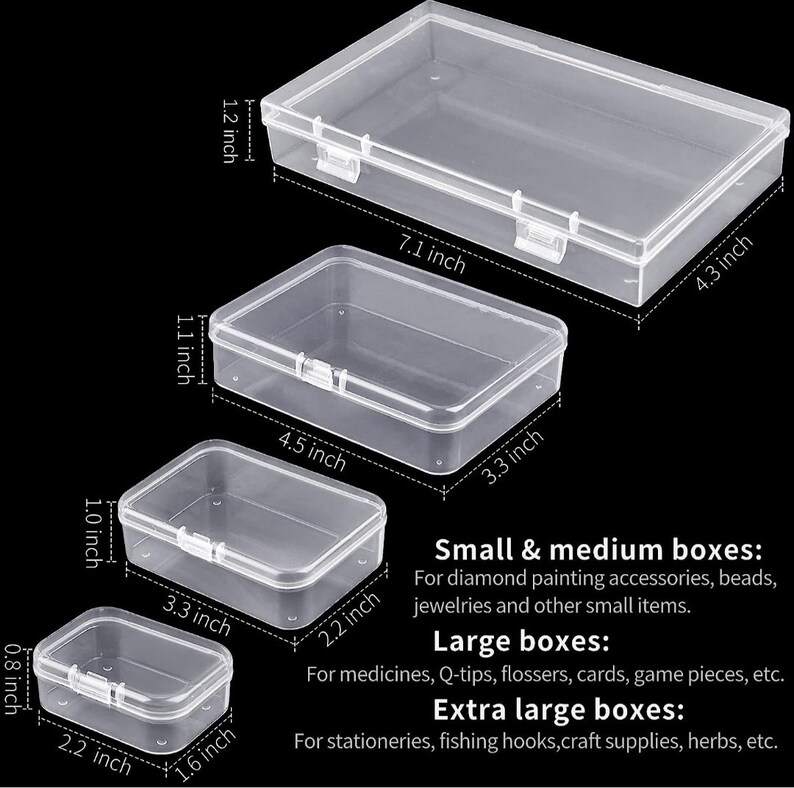 24pcs Mixed Sizes Storage Containers Box With Hinged Lid Clear Mini ...