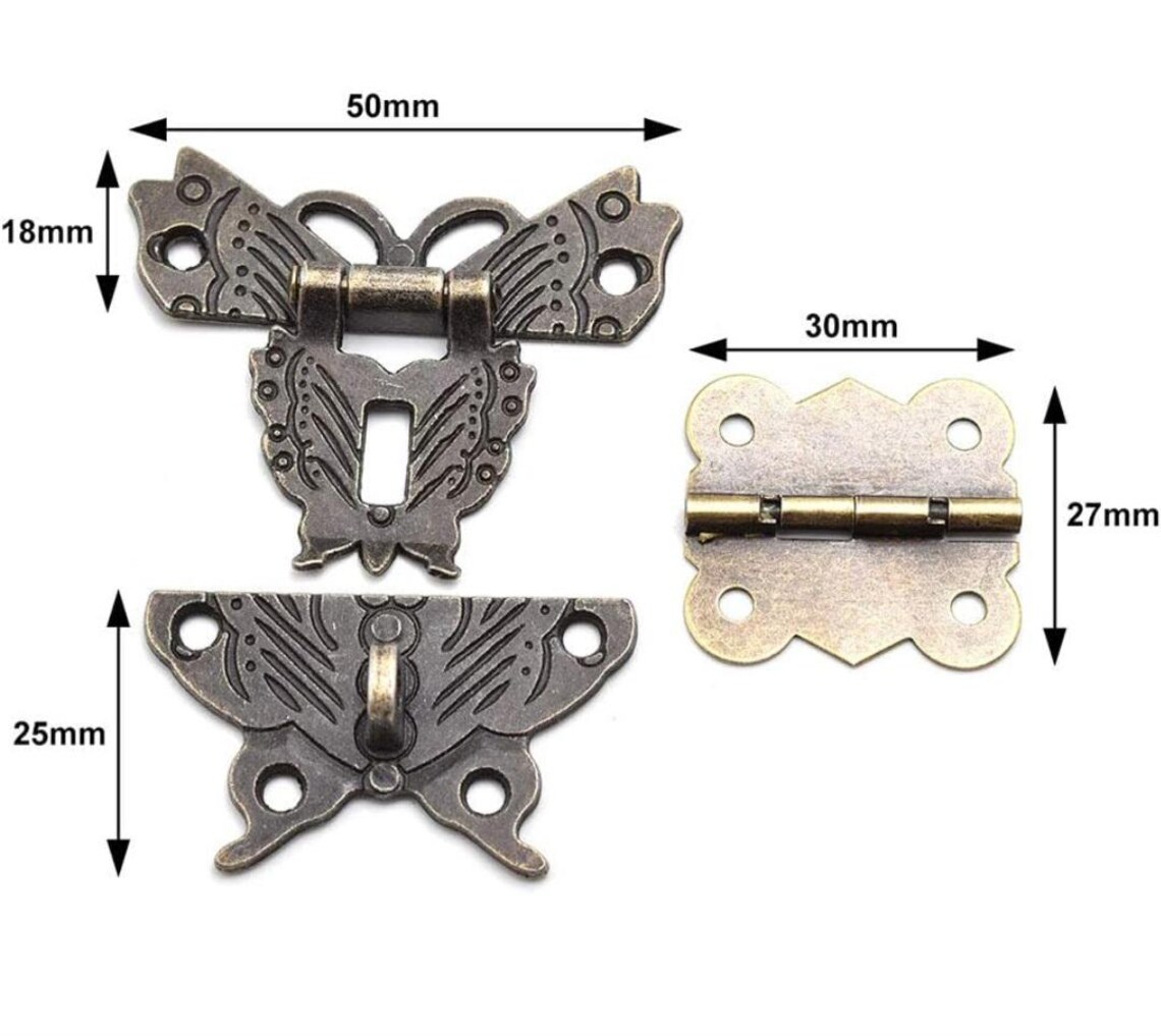 Mini Bronze Antique Padlock Hasp Latch Box Corner Protectors Retro ...