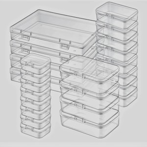 24pcs Mixed Sizes Storage Containers Box With Hinged Lid Clear Mini ...