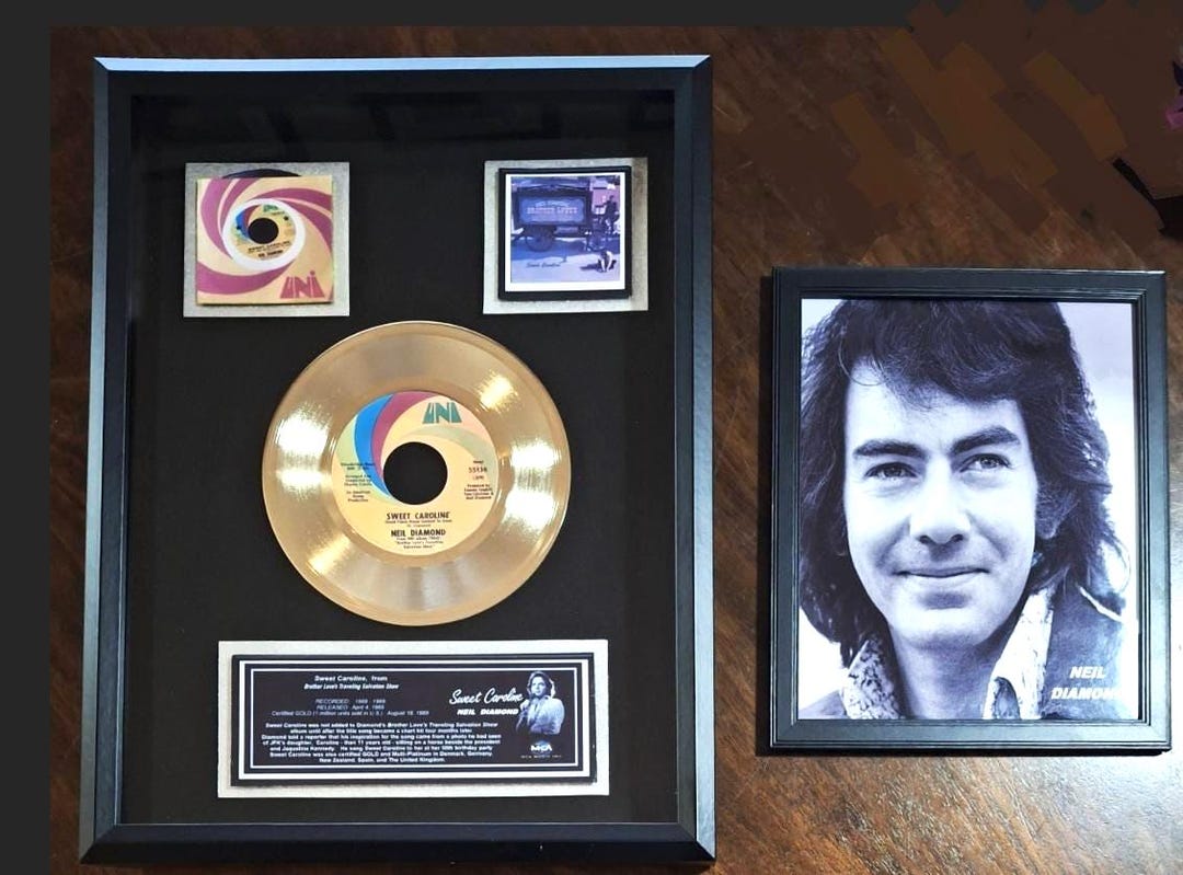 Neil Diamond SWEET CAROLINE (gold Award) + Promo Phot of Neil - Etsy