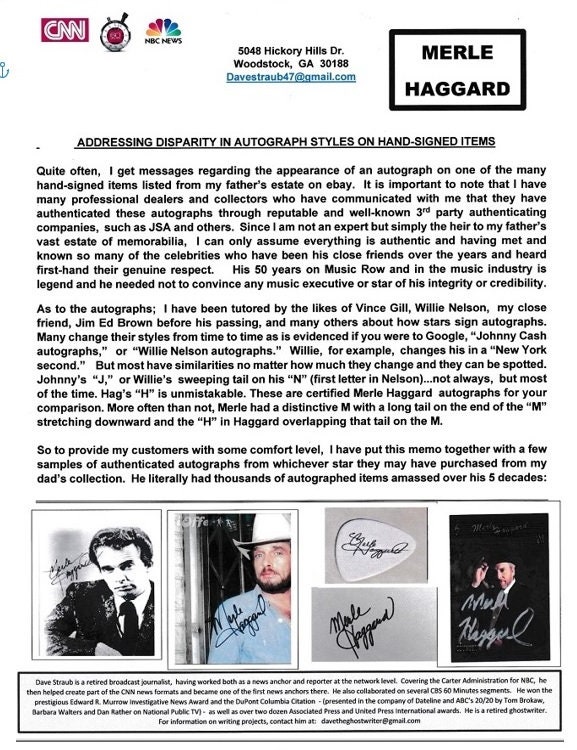 Merle Haggard Hand-signe MCA Promo Photo From the Way I - Etsy