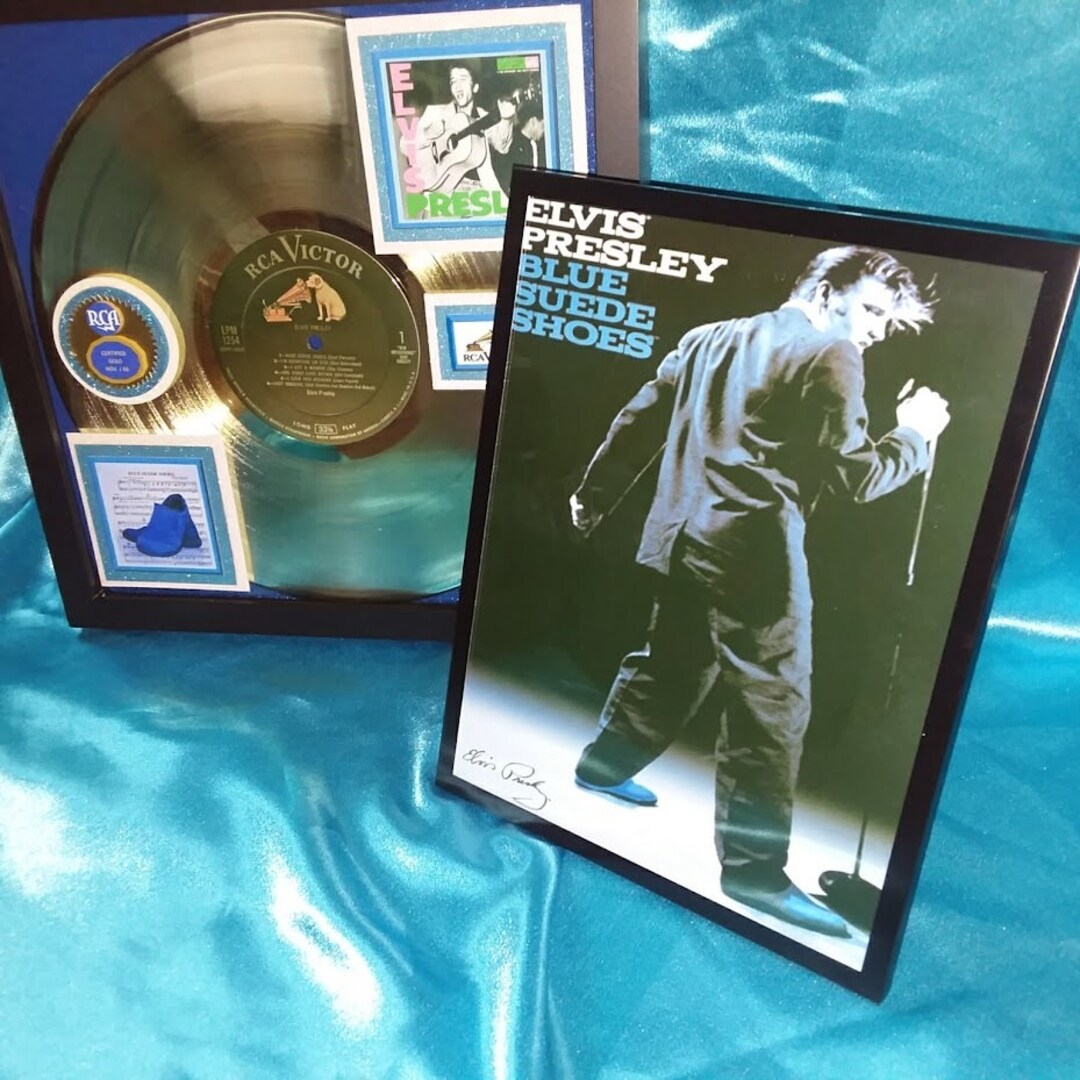 ELVIS - Blue Suede Shoes Gold Award & Iconic Photos - Etsy