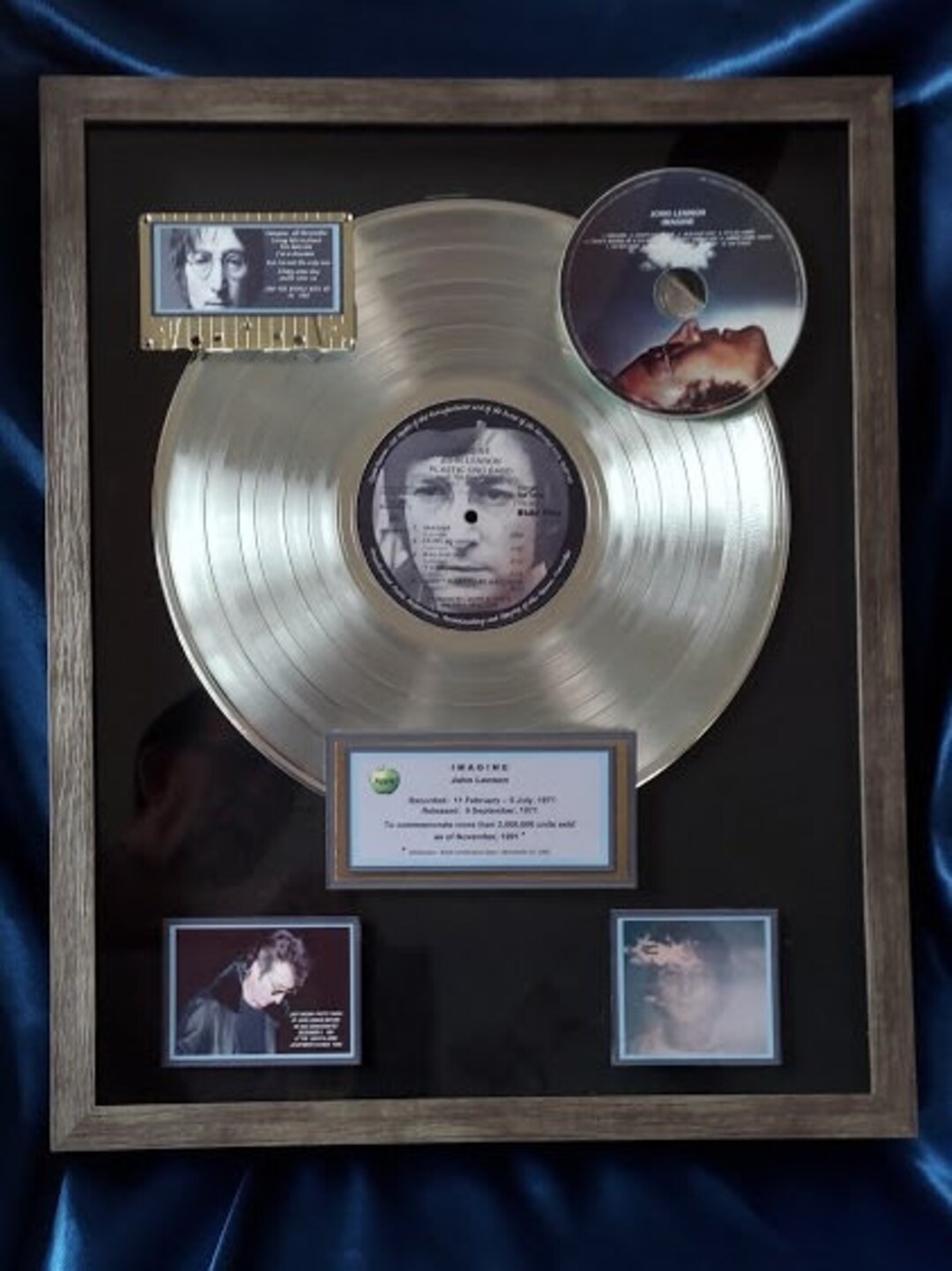 John Lennon IMAGINE Rare Platinum Award 19" X 15" X 2" Deep Shadow Box ...