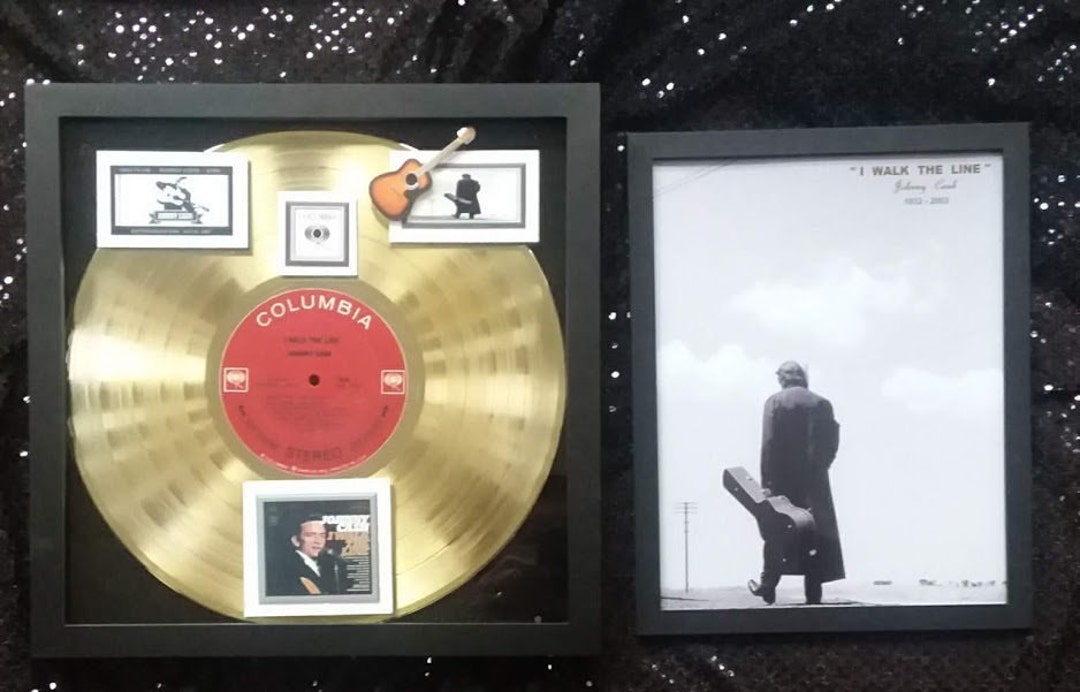 Johnny Cash "i Walk the Line" Gold Record & Memorial Photo + - Etsy